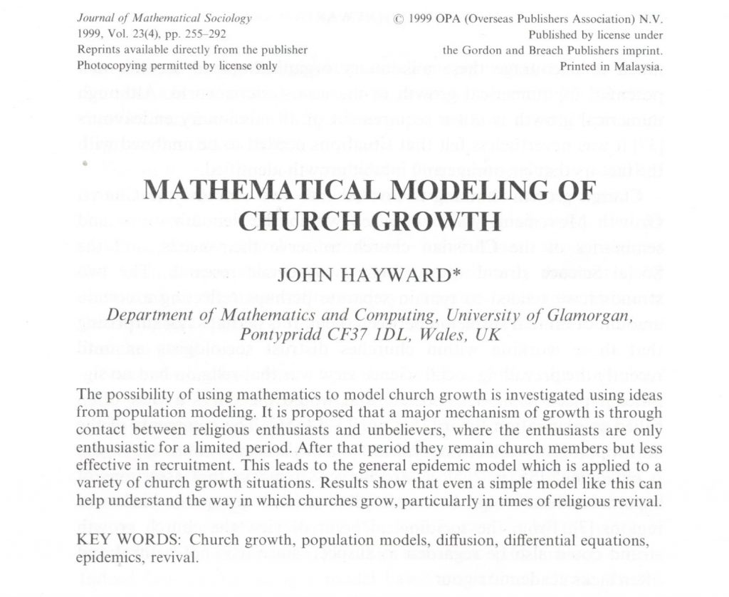 Church Growth Modelling – The State of the Art - Church Growth Modelling
